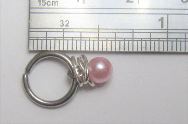 Horizontal Hood Clit Clitoral HCH Pink Pearl Ball Accents Dangle Hoop ...